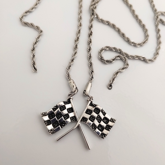 Sun 925 | Accessories | Silver Checkered Flag Pendant | Poshmark